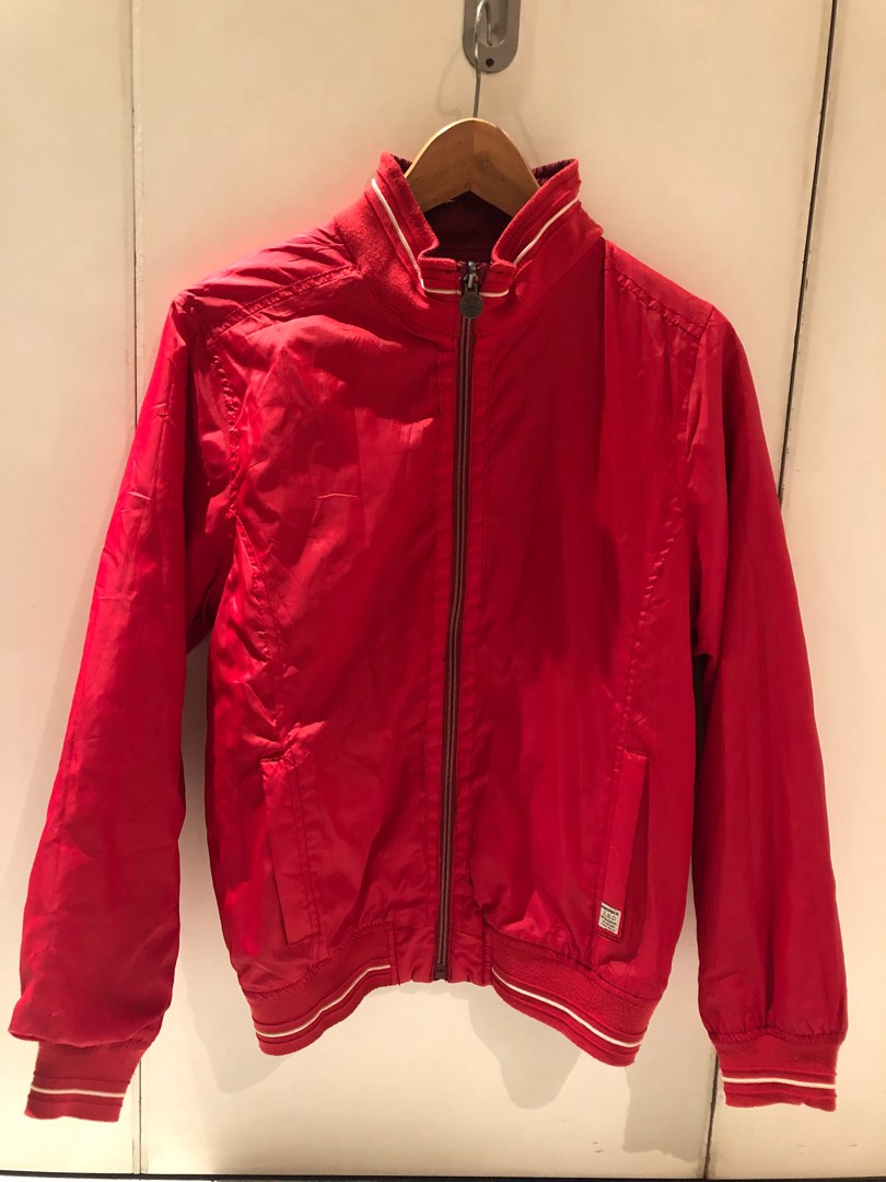Red Wind breaker/sweater for teenager (reversible), Babies & Kids ...