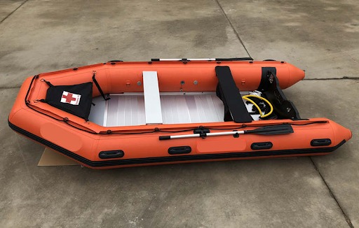 Rubber Rescue Boat Inflatable 4-Seater Aluminum Floor, Sports Equipment ...