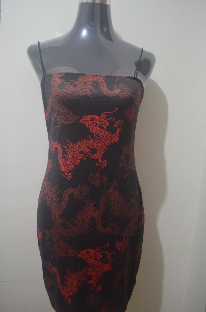 SHEIN Dragon Print Bodycon Cami Dress, Women's Fashion, Dresses & Sets ...