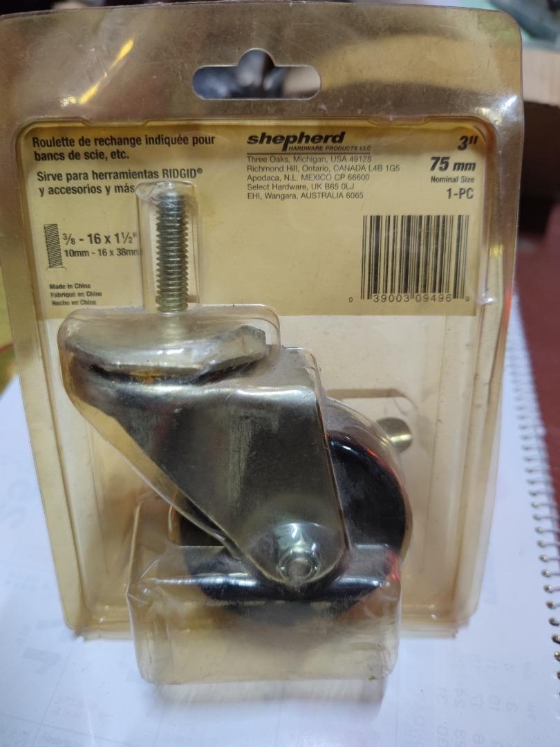 Shepherd Hardware 3-Inch Threaded Stem Soft Rubber Caster with Side ...