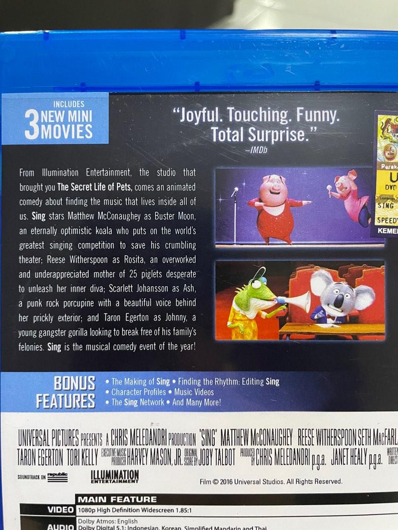 Sing Movie Blu-ray disc, Hobbies & Toys, Music & Media, CDs & DVDs on ...