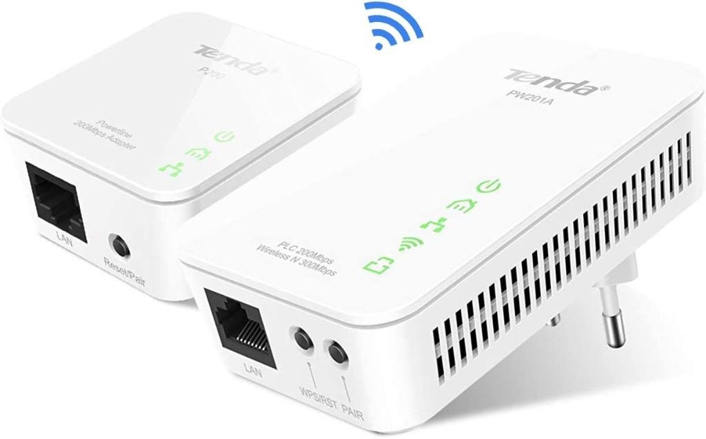 Tenda PW201A+P200 Wireless N300 Powerline Extender with Mini PowerLine ...