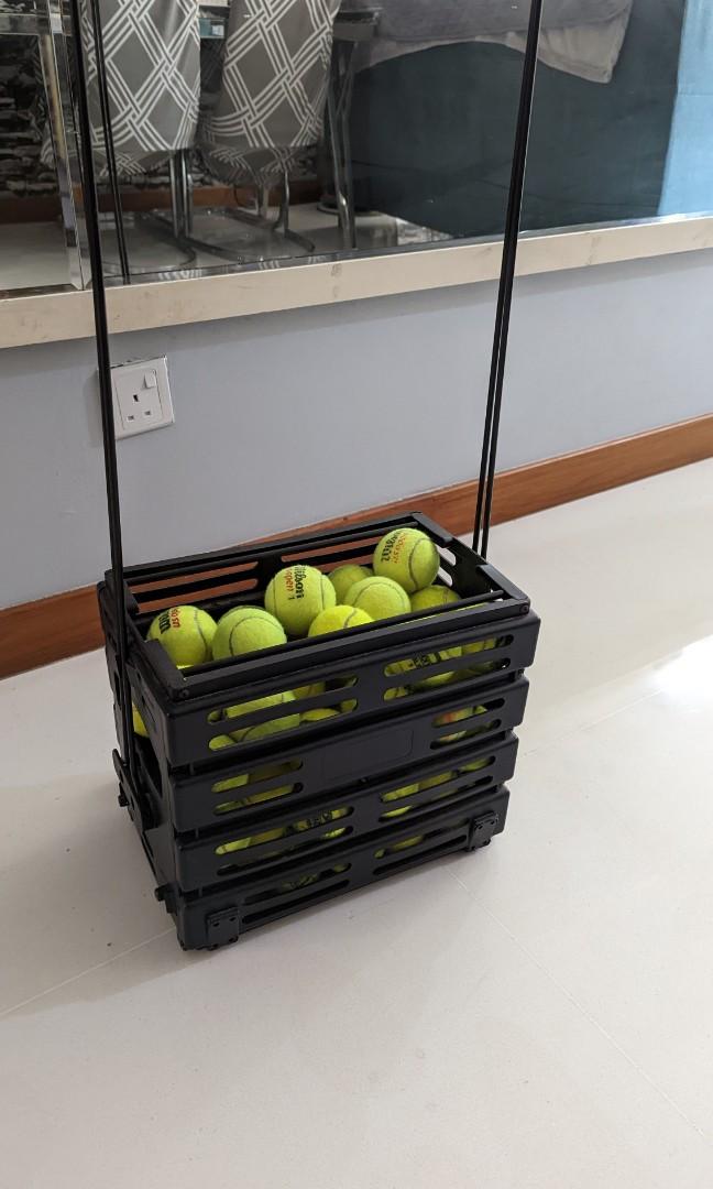 Tennis balls basket/hopper with balls filled, Sports Equipment, Sports & Games, Racket & Ball ...