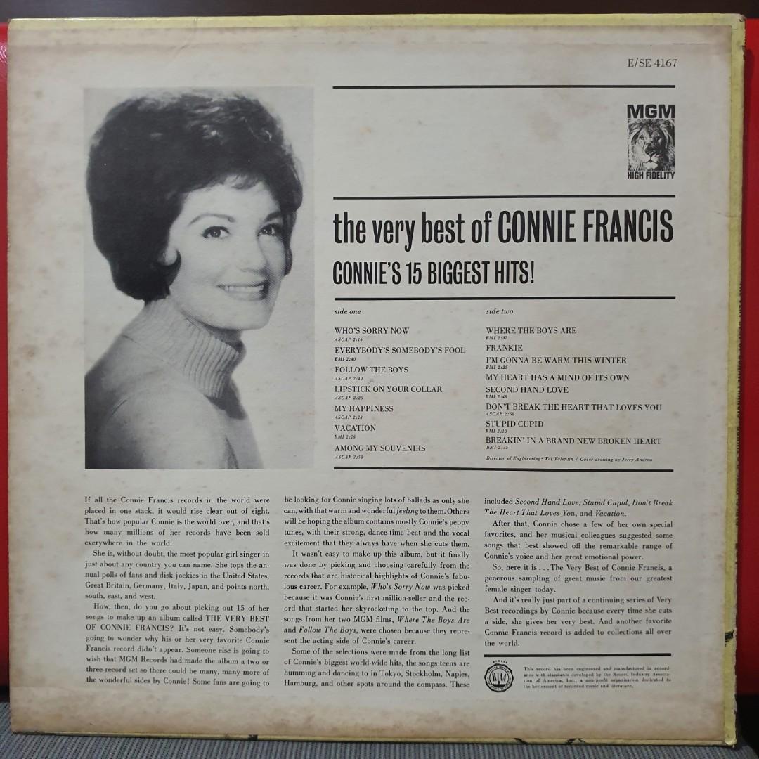Connie Francis - The Very Best Of CONNIE FRANCIS vinyl record LP ...