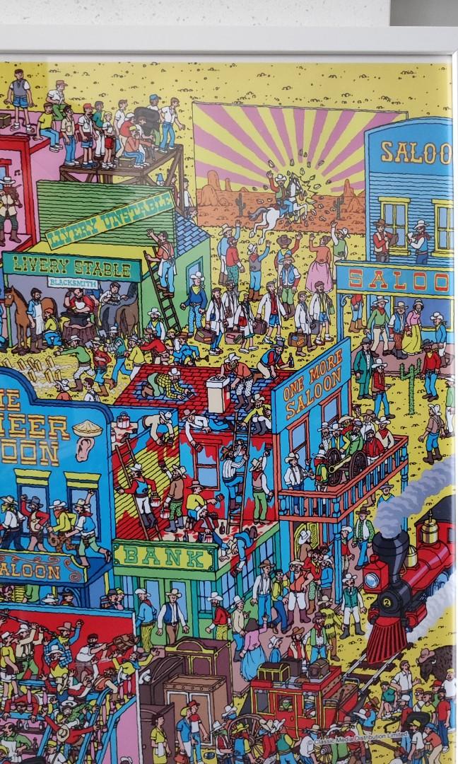 Where's Wally / Waldo Large Poster with Frame, Furniture & Home Living ...