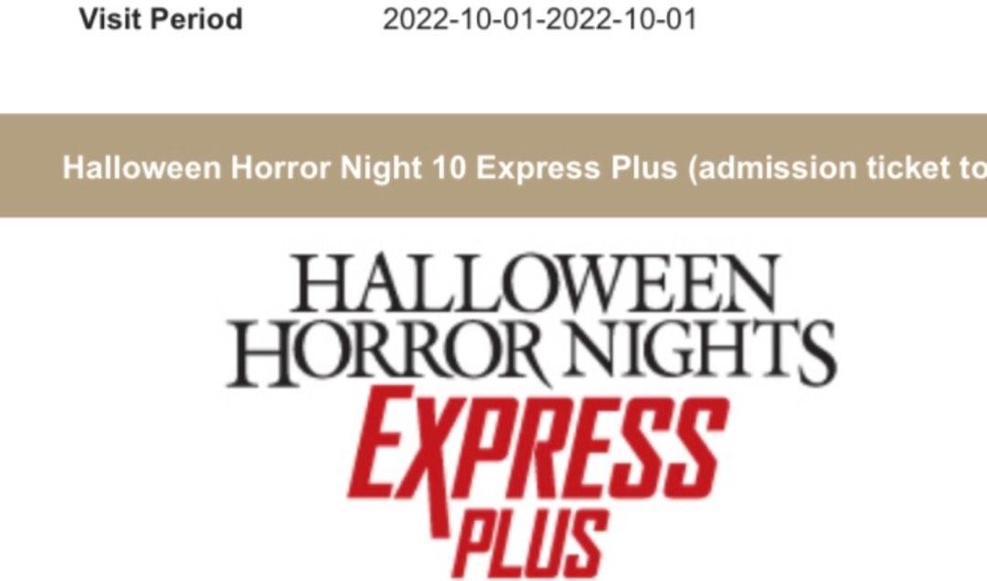 1 X Uss Halloween Horror Nights Ticket Express Plus Tickets