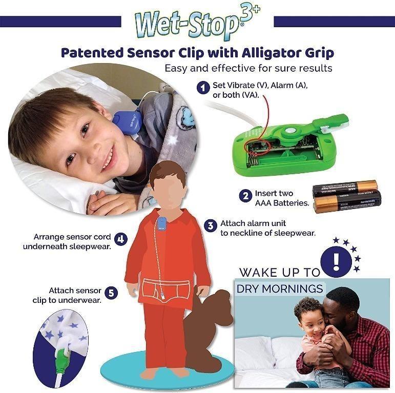 [209] Wet Stop 3 Bedwetting Alarm (BLUE) 6 Alarms & Vibration, Enuresis ...