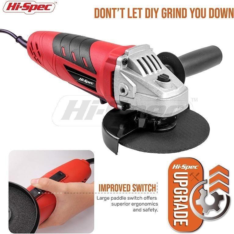 [324] *Full Set* Hi-Spec 500W 5A Corded Mini Angle Side Grinder with 2 ...