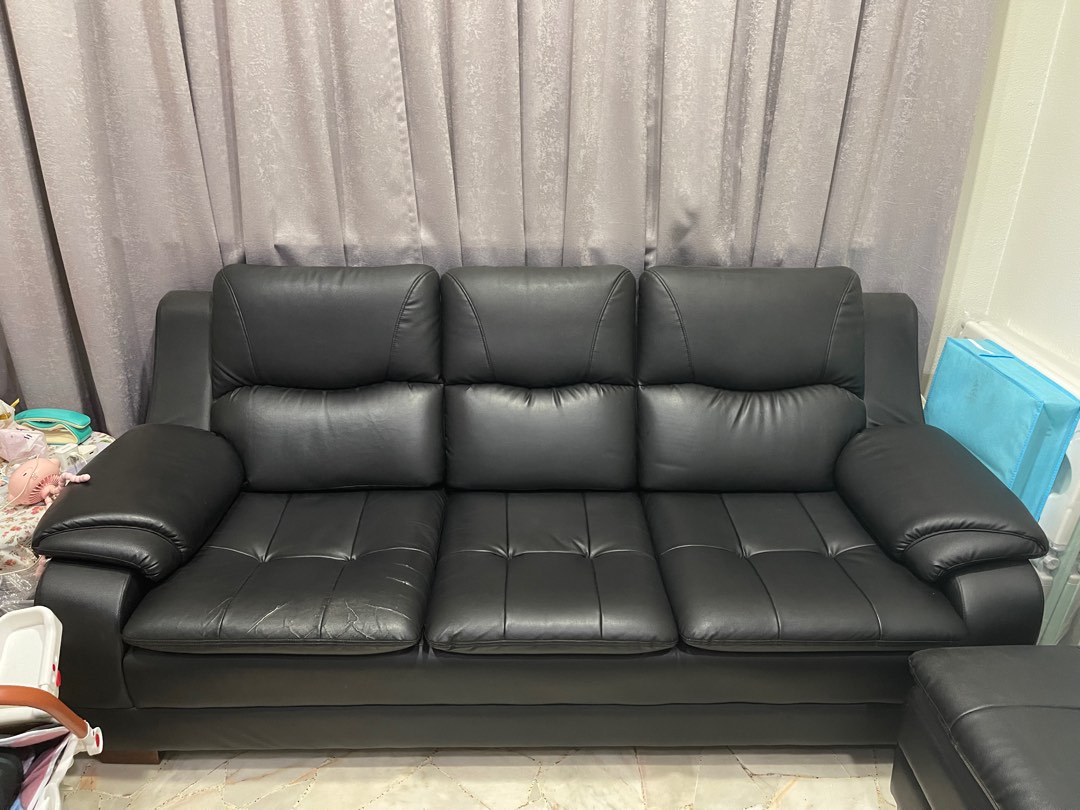 3 seater sofa with 2 leg rest, Furniture & Home Living, Furniture ...