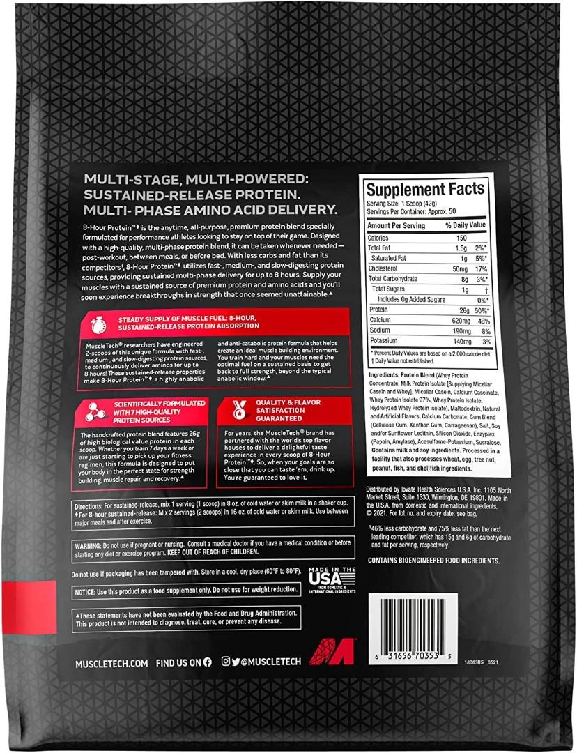 4.6 Lbs - MuscleTech Phase8 Whey & Casein Protein Powder, Slow Release ...