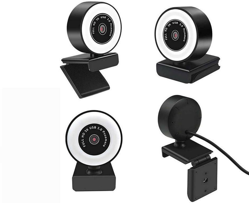 [524] 1080P Webcam with LED Ring Light Web Camera Auto Focus Adjustable ...