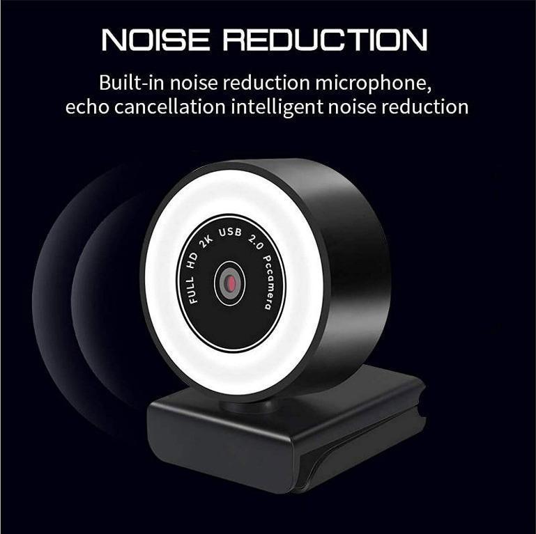 [524] 1080P Webcam with LED Ring Light Web Camera Auto Focus Adjustable ...