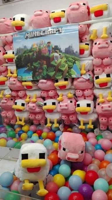 （缺貨）景品限定 日本 FuRyu MINECRAFT 麥塊我的世界豬鴨大絨毛, 書籍、休閒與玩具, 玩具、公仔、桌遊在旋轉拍賣