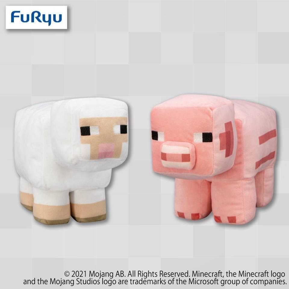 （缺貨）景品限定 日本 FuRyu MINECRAFT 麥塊我的世界豬鴨大絨毛, 書籍、休閒與玩具, 玩具、公仔、桌遊在旋轉拍賣