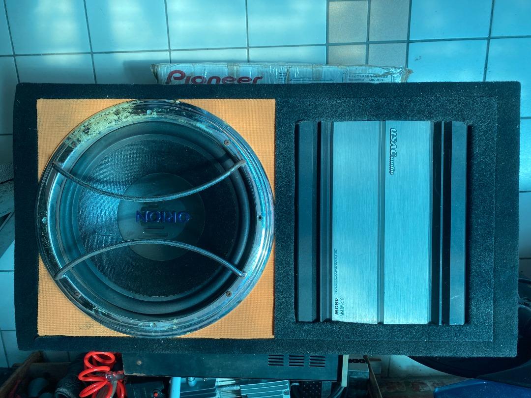 美國 ORION 400W 喇叭+USAC US465 480W 四聲道擴大機 汽車擴大機 主動式12吋汽車超低音喇叭, 耳機及錄音音訊設備 ...