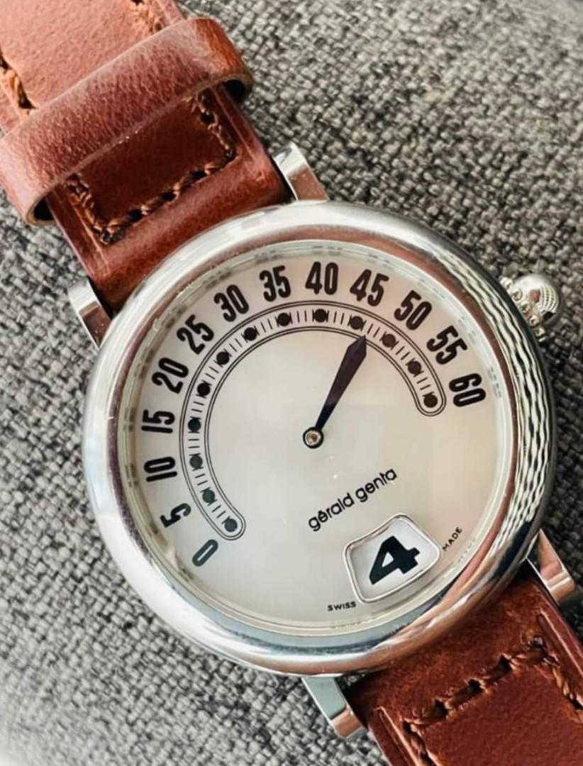 Gerald Genta Retrograde Jump hour G.3614 AP Mother of pearl Chopard ...