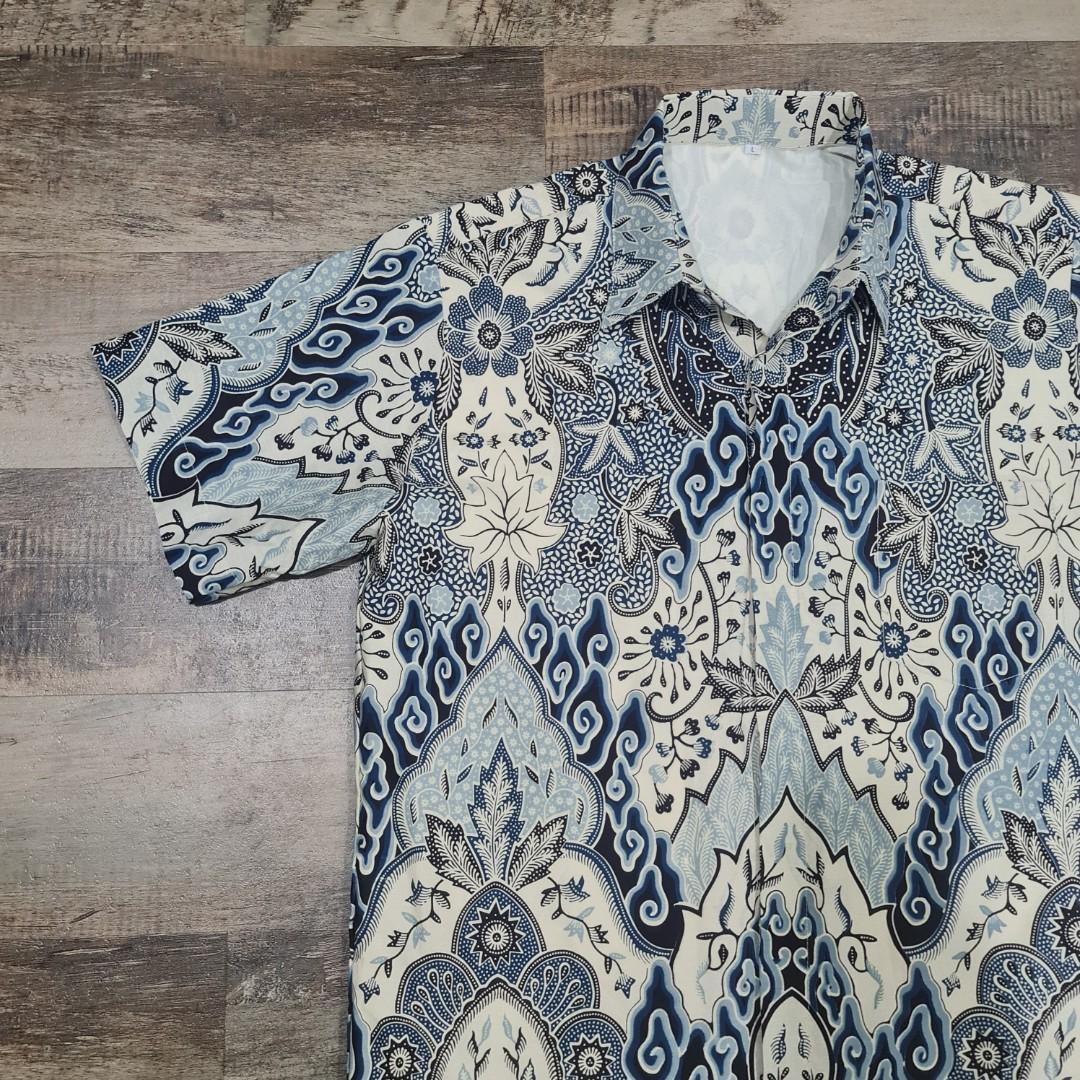 Brand New Hari Raya Batik Shirt (Mega Mendung Blue) All sizes, Men's ...