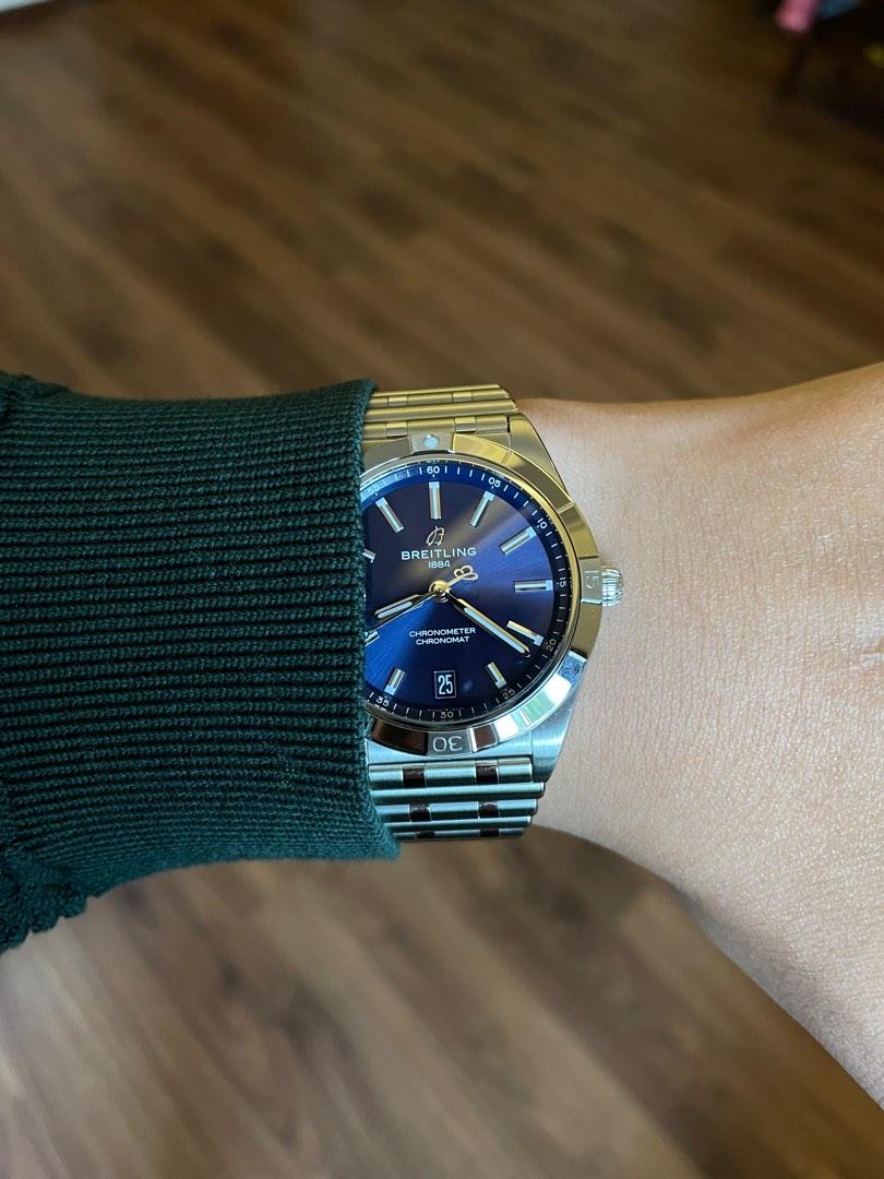Breitling Chronomat 36mm blue dial, Luxury, Watches on Carousell