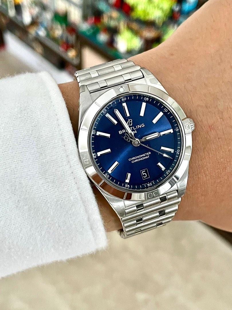 Breitling Chronomat 36mm blue dial, Luxury, Watches on Carousell