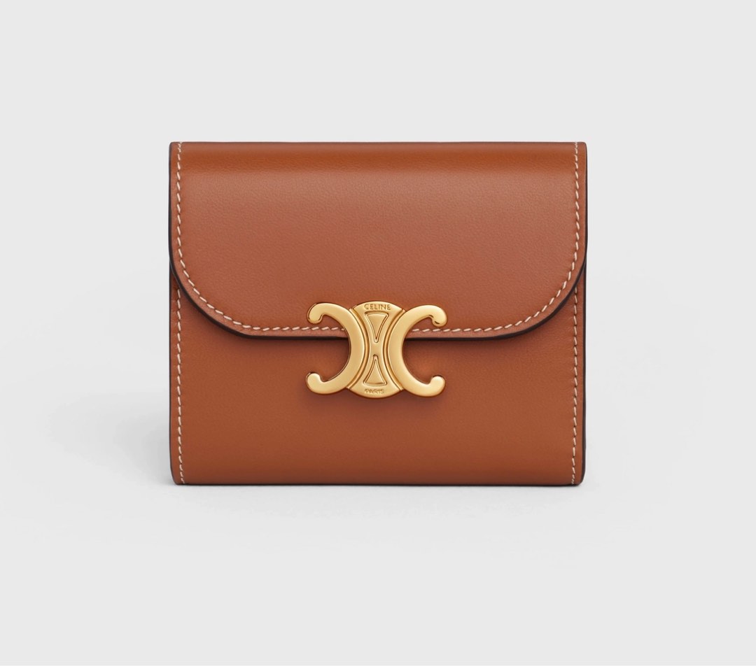 Celine small wallet triomphe in shiny smooth lambskin, Women's Fashion ...