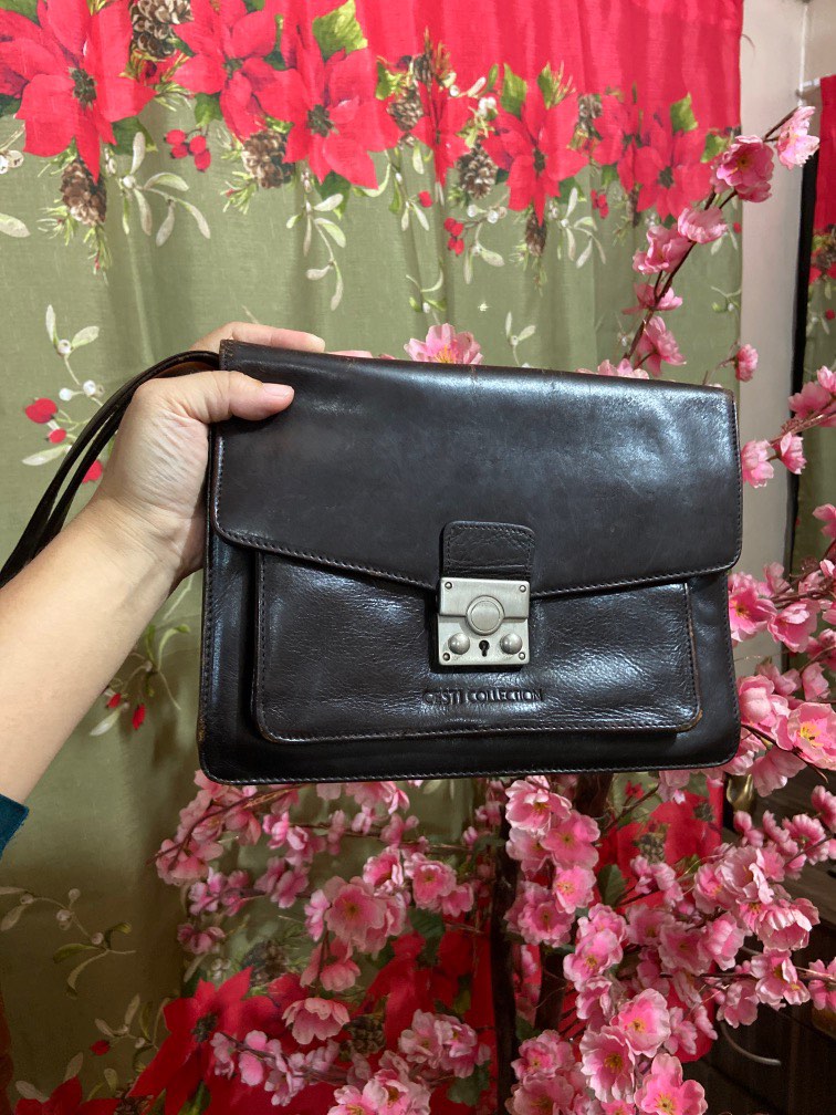CESTI COLLECTION Brown Leather Clutch Bag, Men's Fashion, Bags, Belt ...