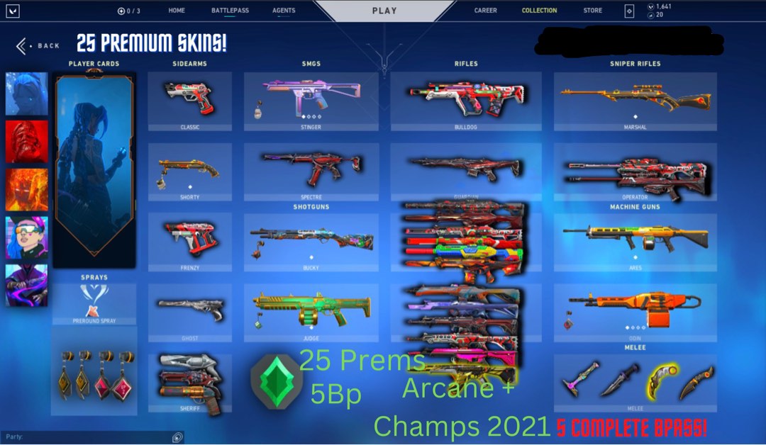 Champs 2021 + Arcane bundle 25 PREMIUMS CHEAP VALORANT ACCOUNT, Video ...