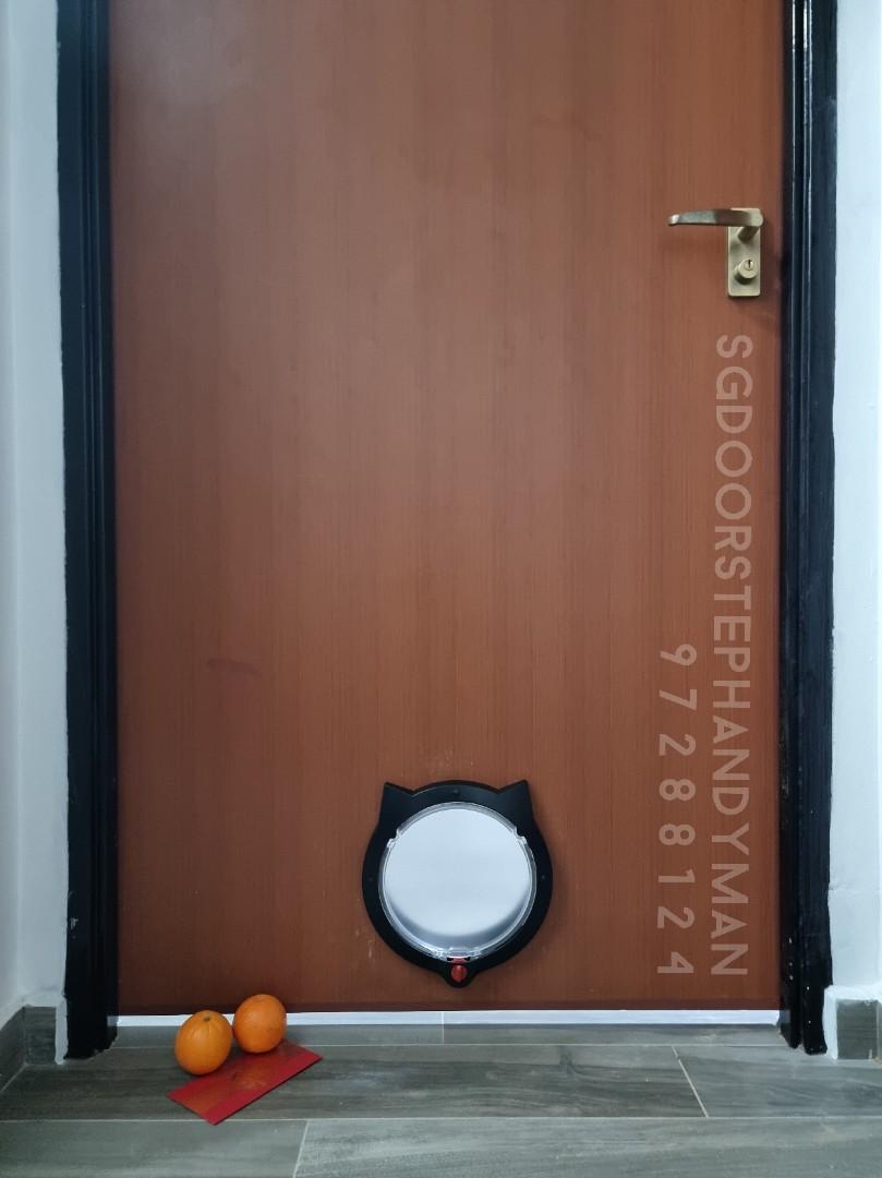 CIRCULAR KITTY CAT FLAP DESIGN WITH HEAD AND TAIL / CAT FLAP / CAT DOOR ...