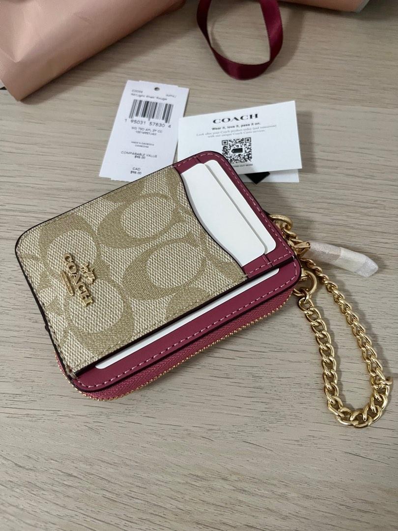 Coach Zip Card Case In Signature Canvas, Women's Fashion, Bags ...