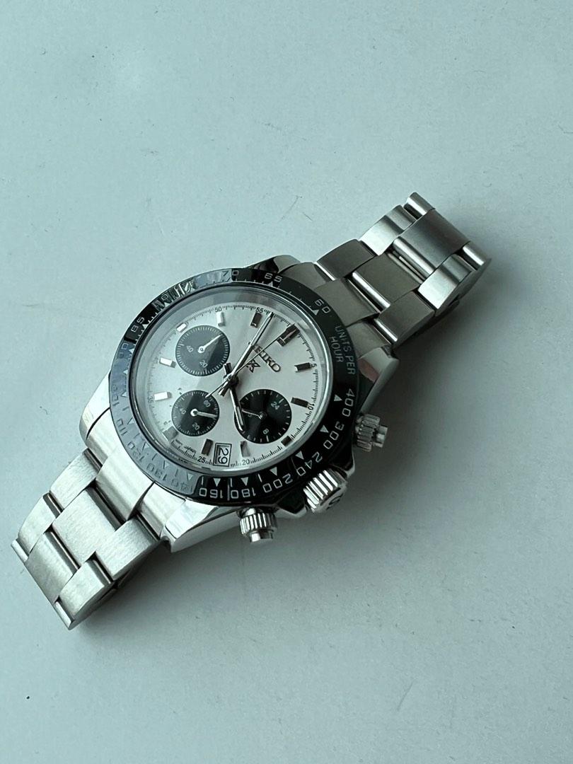 Custom Seiko Mod SpeedTimer Quartz Chronograph Panda, Men's Fashion ...