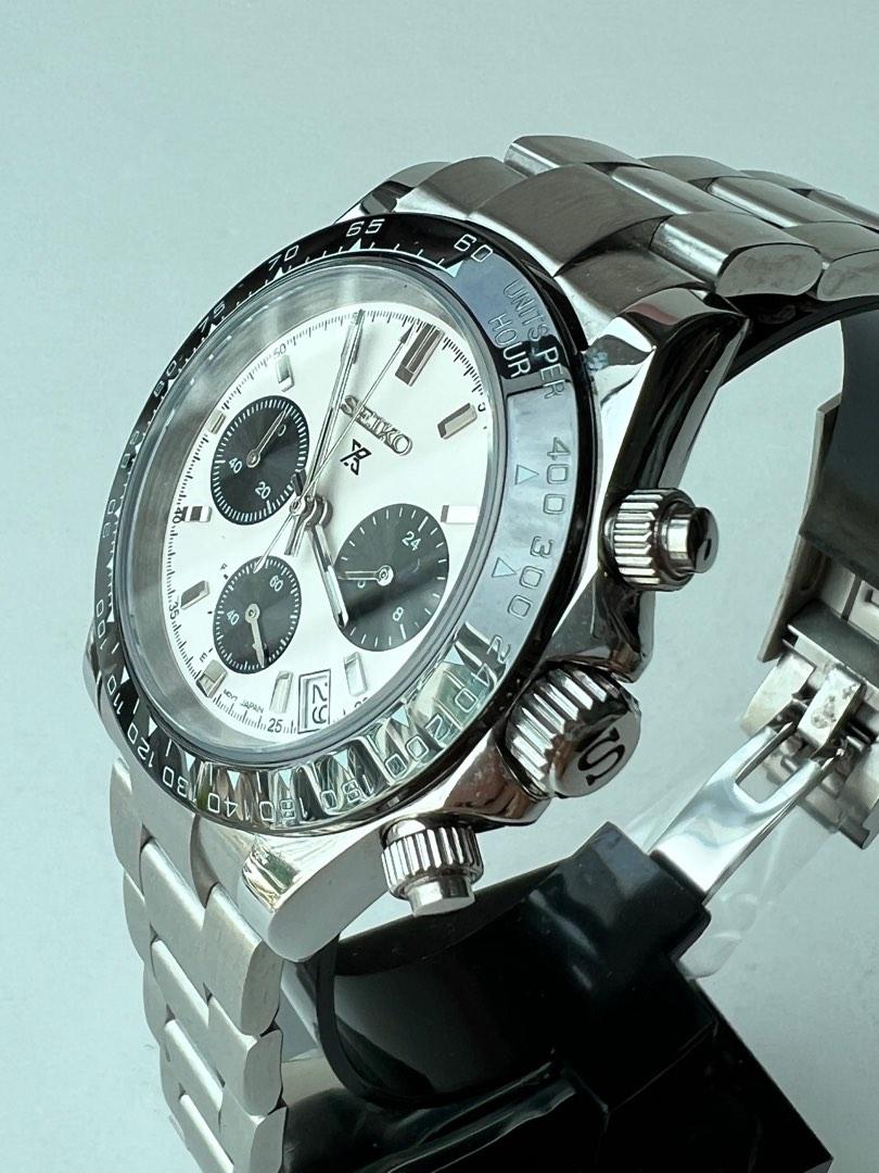 Custom Seiko Mod SpeedTimer Quartz Chronograph Panda, Men's Fashion ...