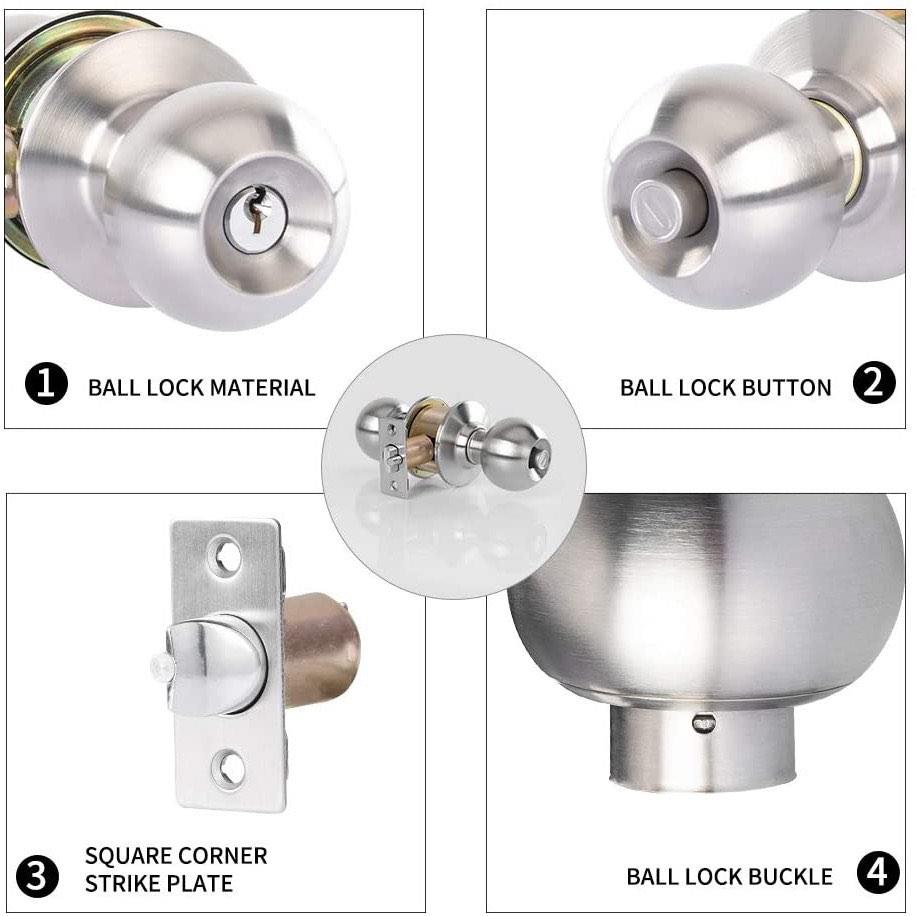 Cylindrical Round Door Lock / Bedroom Door Lock / HDB Lock / BTO Room ...