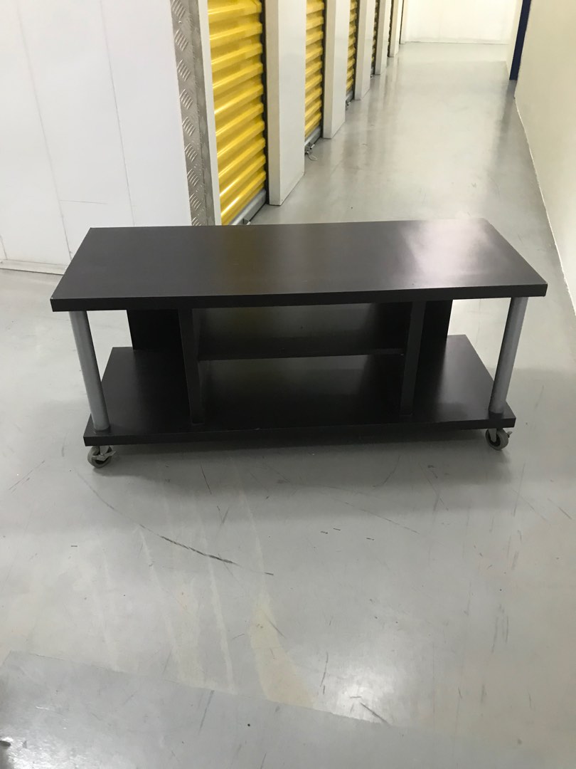 Dark wood TV Console with wheels, Furniture & Home Living, Furniture ...