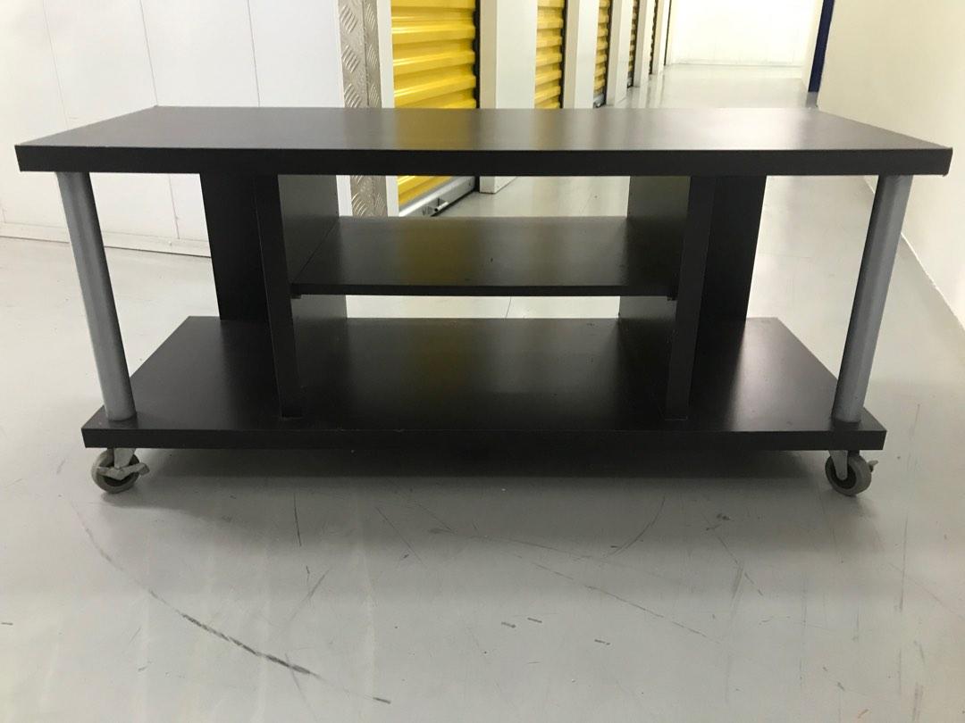 Dark wood TV Console with wheels, Furniture & Home Living, Furniture ...