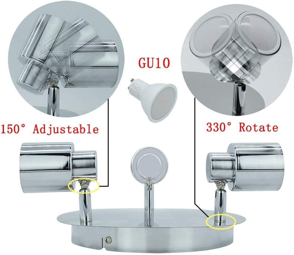 DLLT Modern 3-Light Multi-Directional Ceiling Fixture, Adjustable Round ...