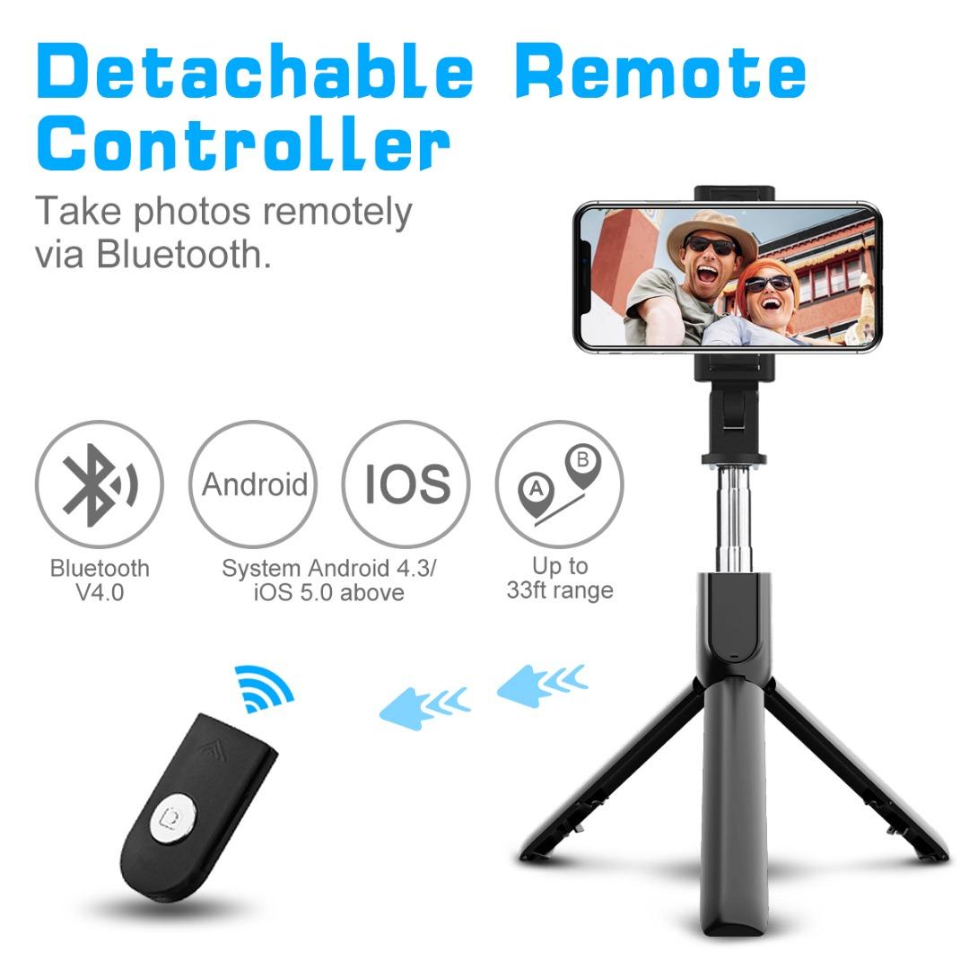 ELEGIANT 3-in-1 Bluetooth Selfie Stick Tripod 27.6" Extendable with ...