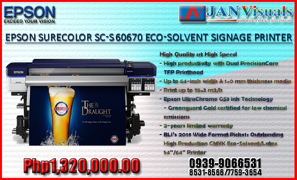 Epson SureColor SC-S60670 Eco-Solvent Signage Printer, Computers & Tech ...