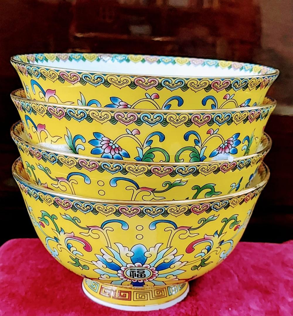 Golden Trim Bone China Enamel Dinner Set, Furniture & Home Living ...