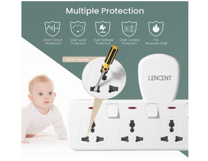 LENCENT Multi Plug Extension Socket, 4 Way Electrical Outlet Extender ...