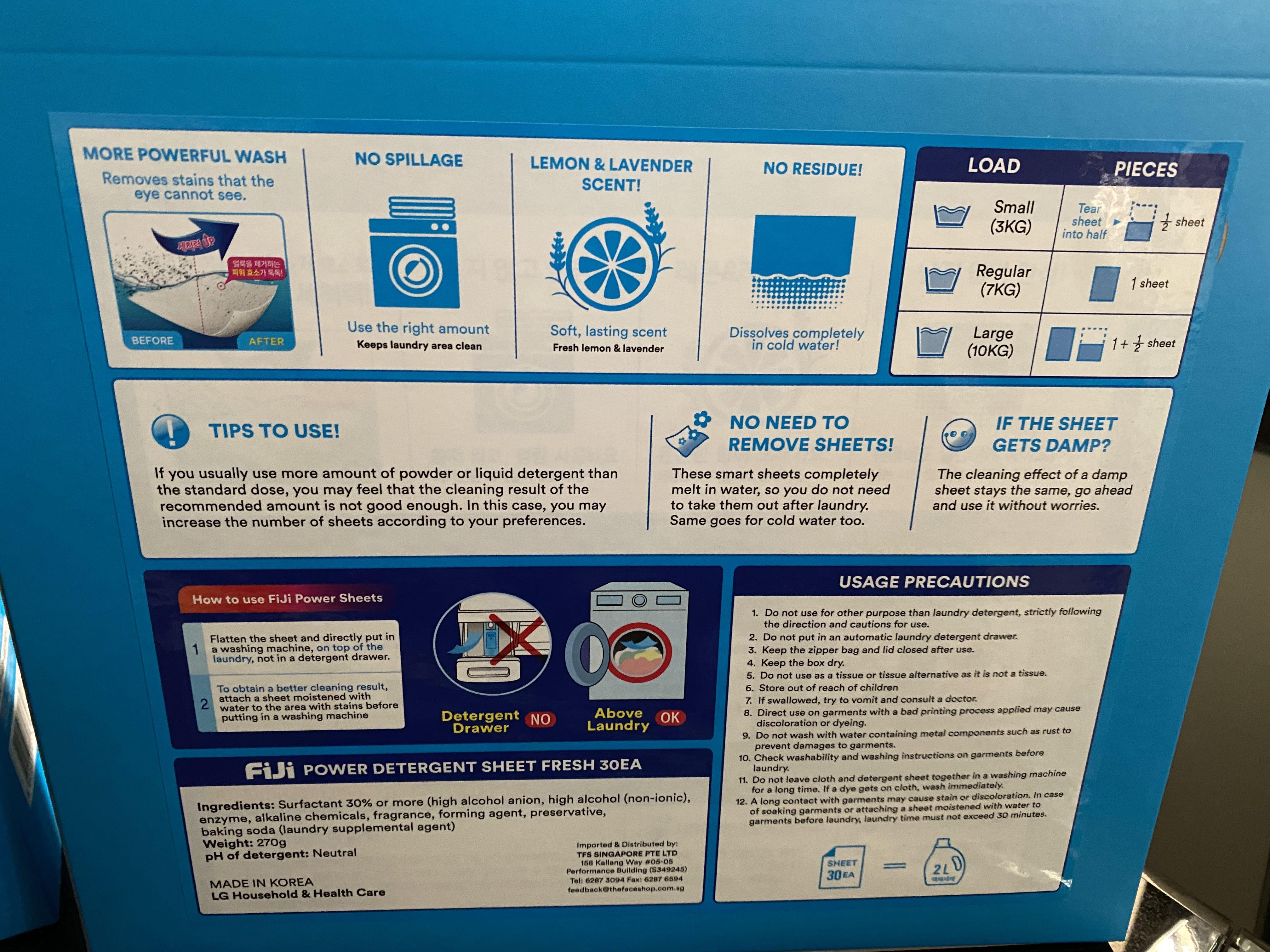 LG Fiji Laundry Detergent Sheet, Furniture & Home Living, Cleaning ...