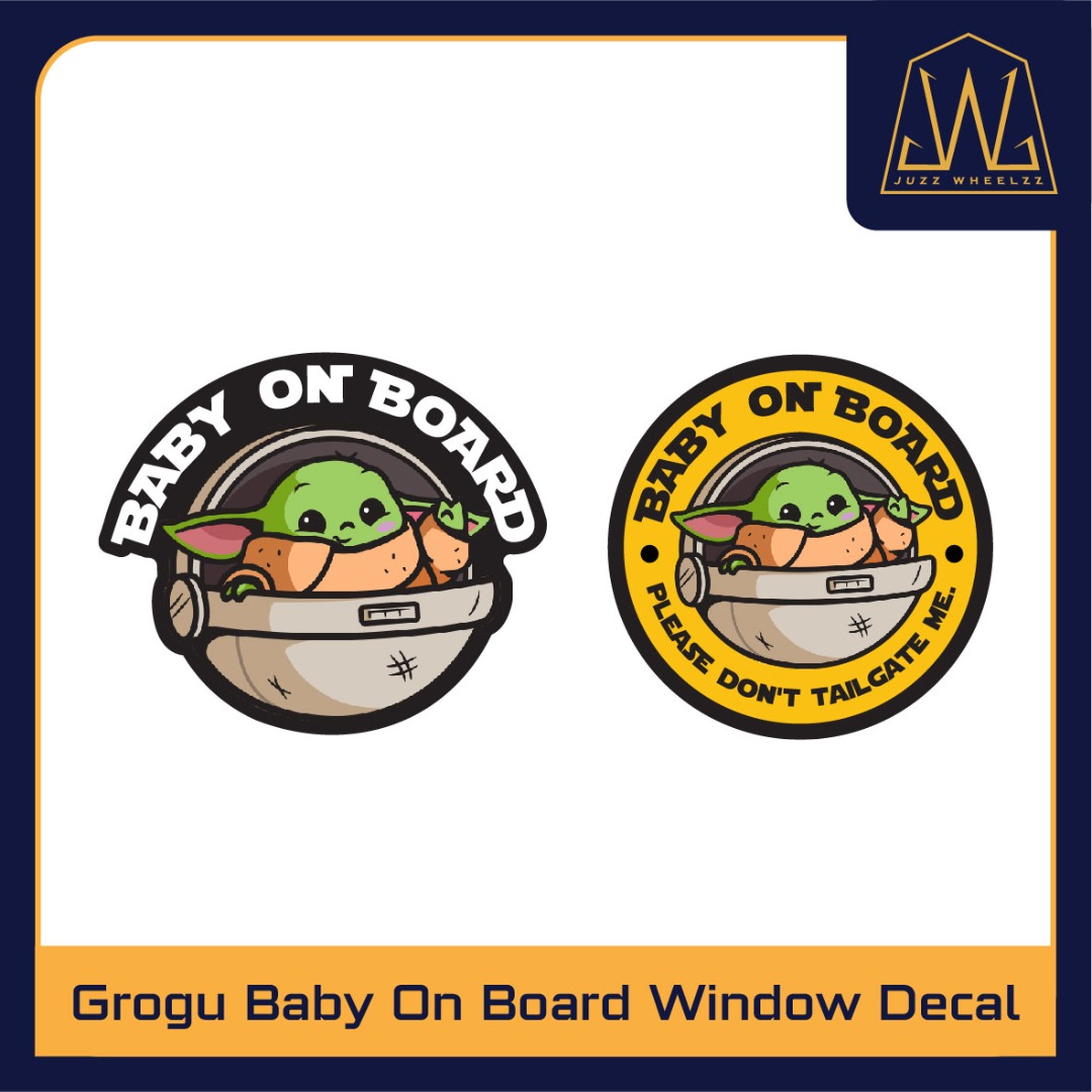 Mandolorian Cute Grogu Star Wars Baby On Board Car Window Decal, Car ...