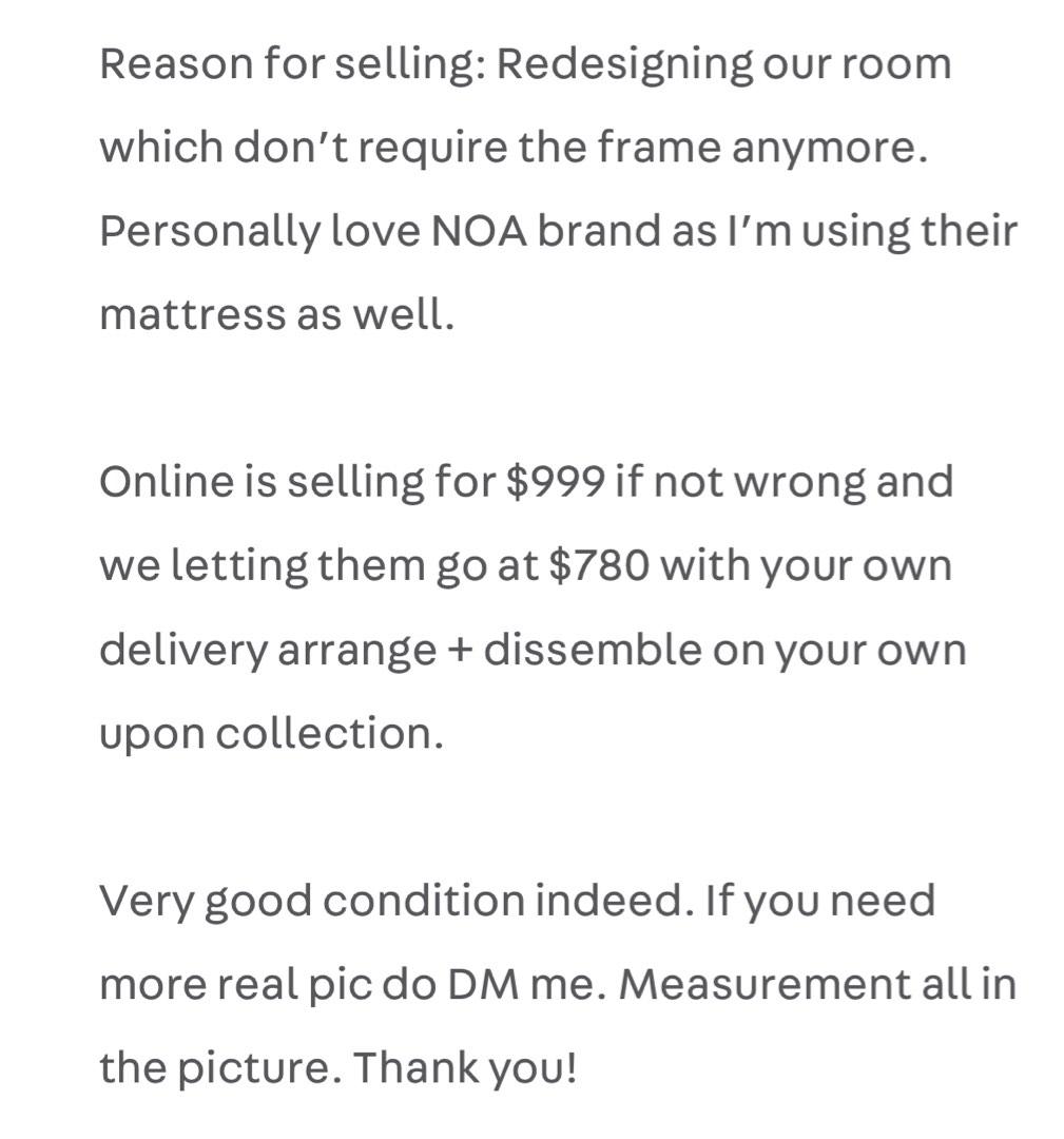 NOA Bed Frame (King size), Furniture & Home Living, Furniture, Bed ...