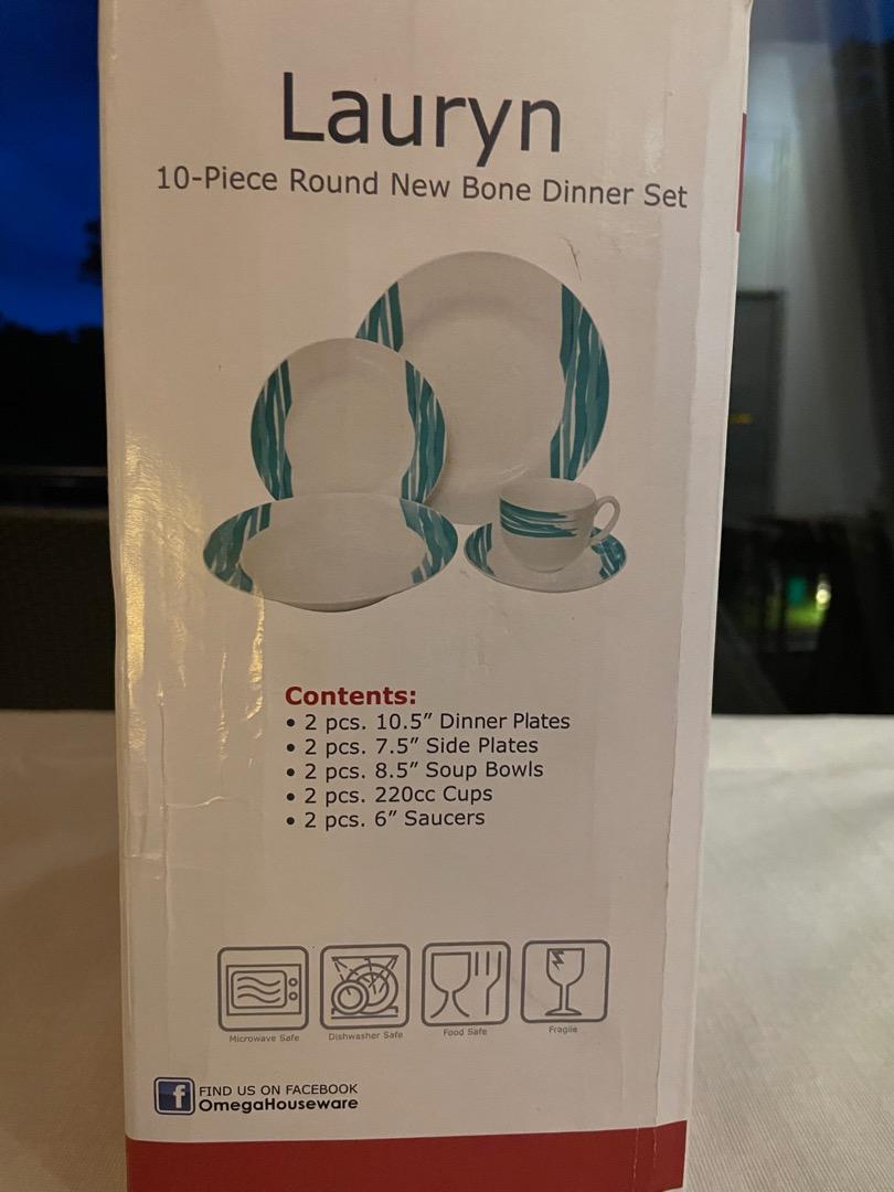 Omega Lauryn 10 - piece round New Bone Dinner Set, Furniture & Home ...
