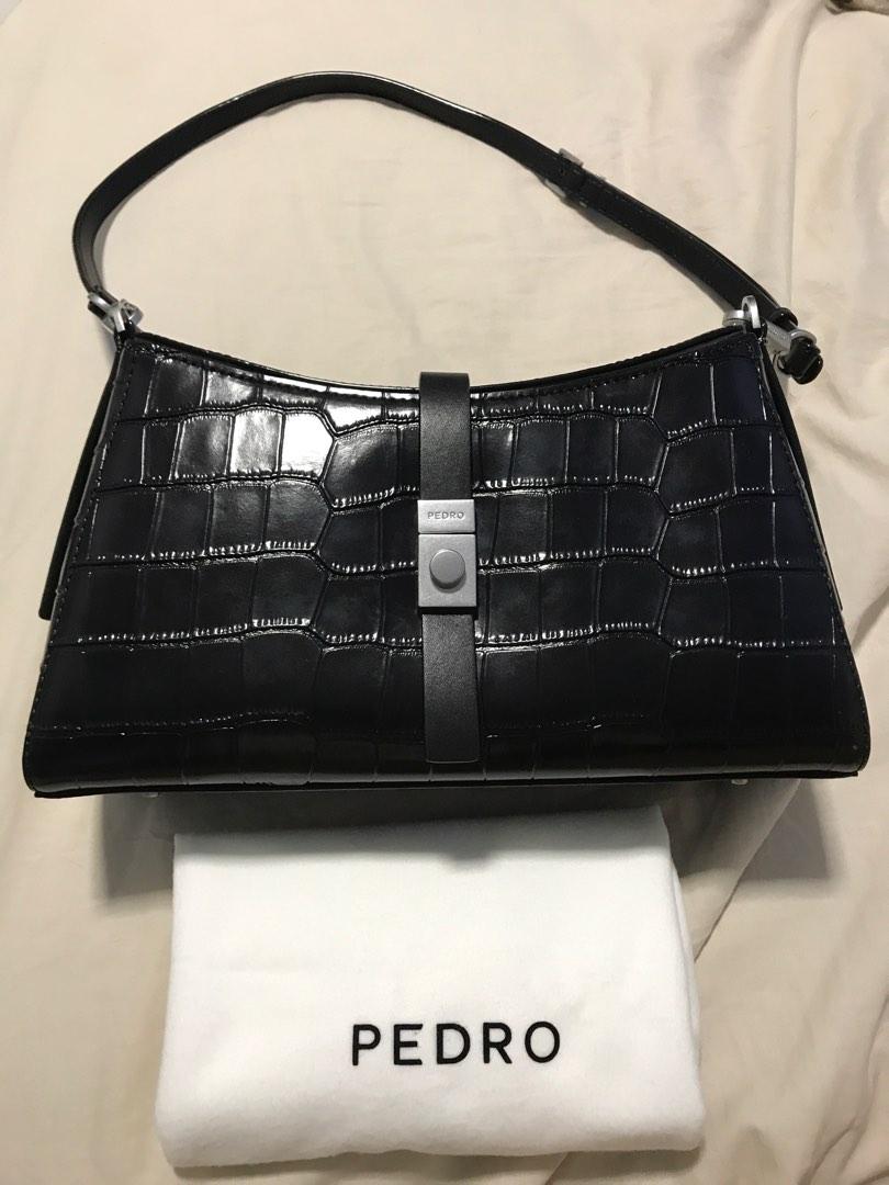 Pedro Studio Leather Top Handle Crocodile Embossed Bag, Women's Fashion, Bags & Wallets ...