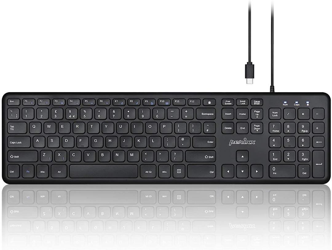 "Perixx PERIBOARD-210 USB-C Full Size Keyboard with Ultra Thin Design ...