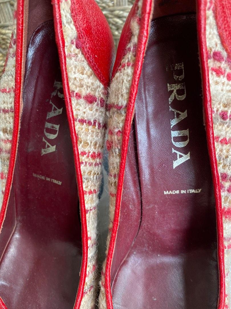 Prada tweed red pumps, Women's Fashion, Footwear, Heels on Carousell