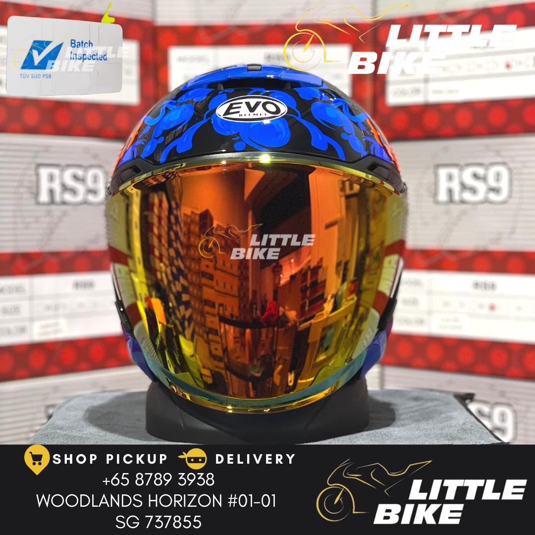 PSB APPROVED! EVO RS9 Samurai Blue open face motorcycle helmet with sun ...