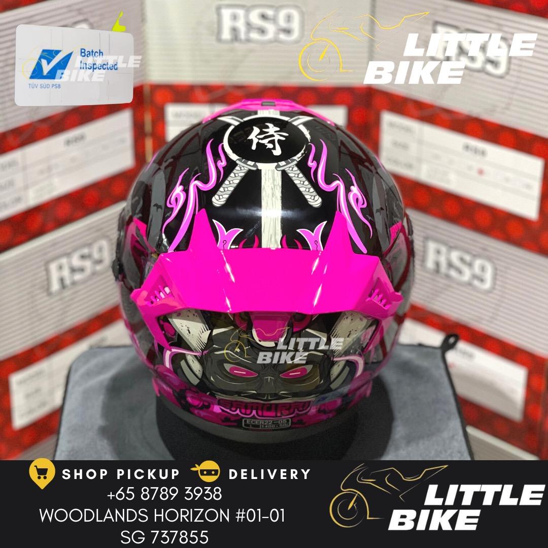 PSB APPROVED! EVO RS9 Samurai Pink open face motorcycle helmet with sun ...