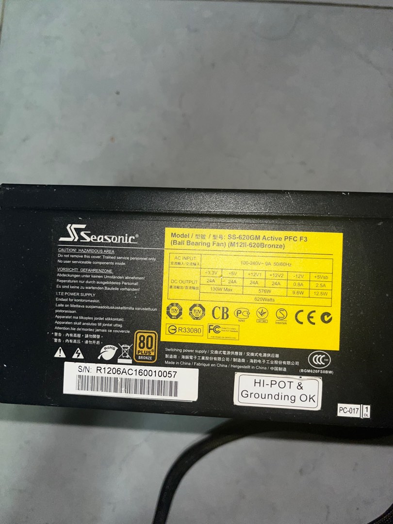 PSU SEASONIC 620 W 80 PLUS BRONZE, Computers & Tech, Parts ...