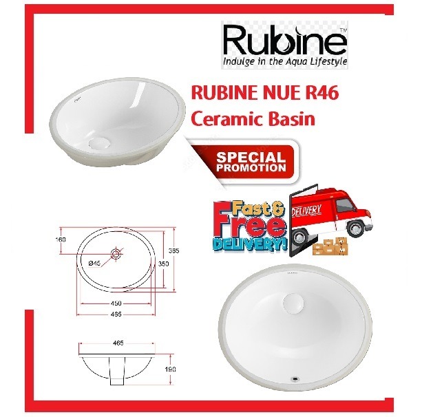 RUBINE NUE R46 Ceramic Basin / FREE EXPRESS DELIVERY, Babies & Kids ...