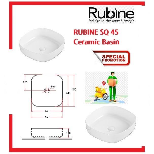 RUBINE SQ 45 Ceramic Basin / FREE EXPRESS DELIVERY, Furniture & Home ...